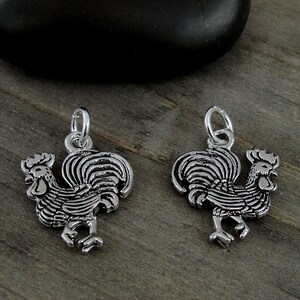 Rooster Charm Silver Plated Rooster Hen Charm Farm Animal Charm for ...