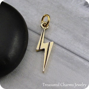 Lightning Bolt Charm, Gold Lightning Charm Necklace or Bracelet ...