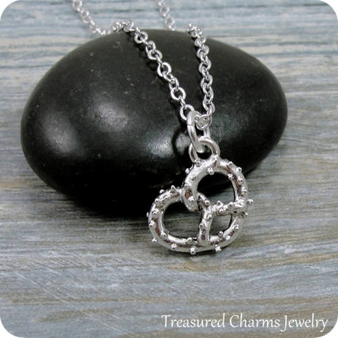 Pretzel Necklace, Silver Pretzel Charm on a Silver Cable Chain - Etsy