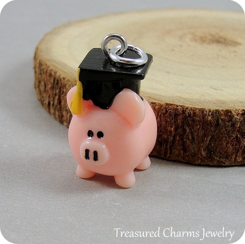 Pink Pig Graduation Charm Pig Graduation Pendant Pig with | Etsy