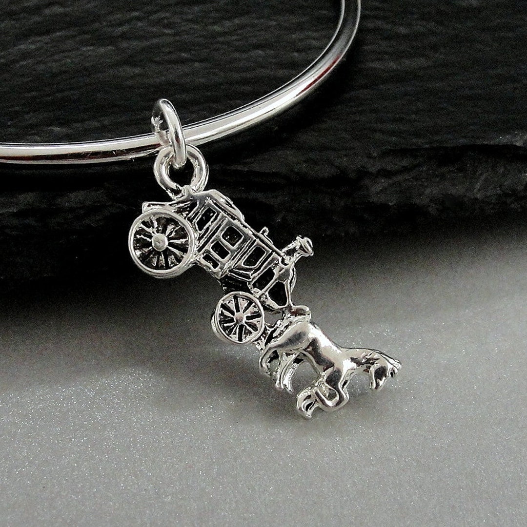 Silver Horse Drawn Carriage Charm, Horse Carriage Charm, Horse Buggy ...