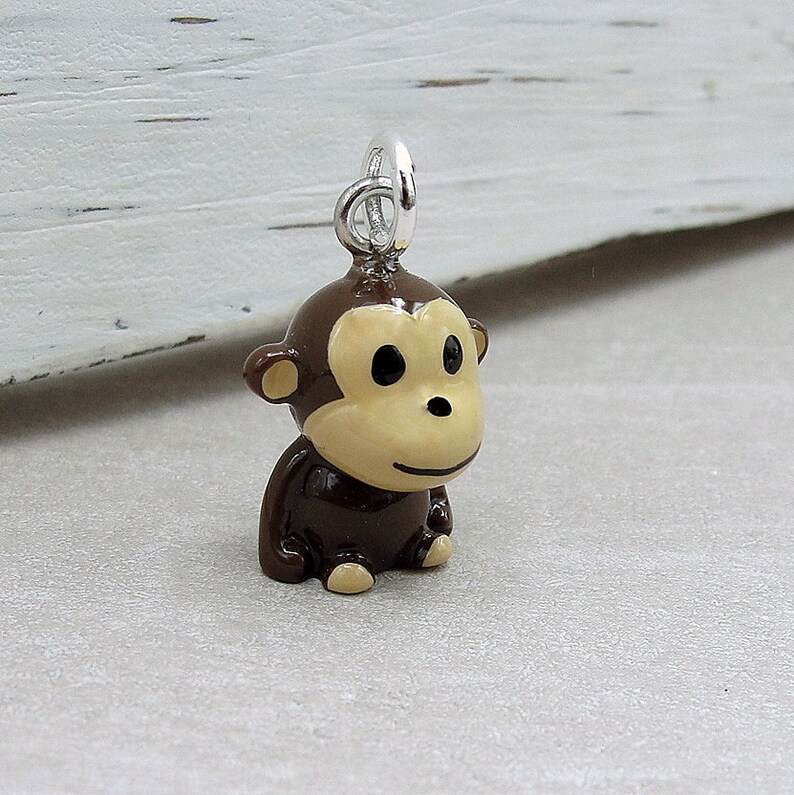 Cute Monkey Charm, 3D Monkey Charm, Chimpanzee Charm, Primate Charm ...