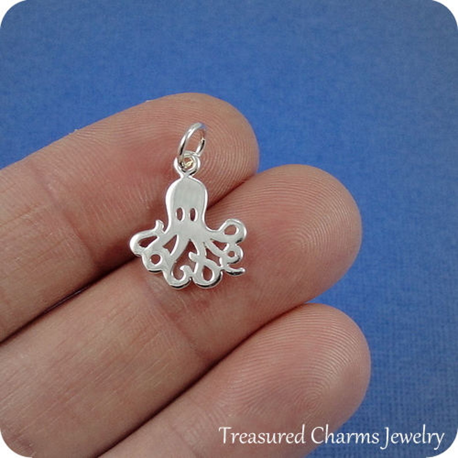 Octopus Charm Sterling Silver Octopus Charm for Necklace or - Etsy