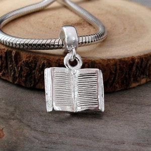 Open Book European Charm, Silver 3D Book Charm, Book Charm With Bail ...