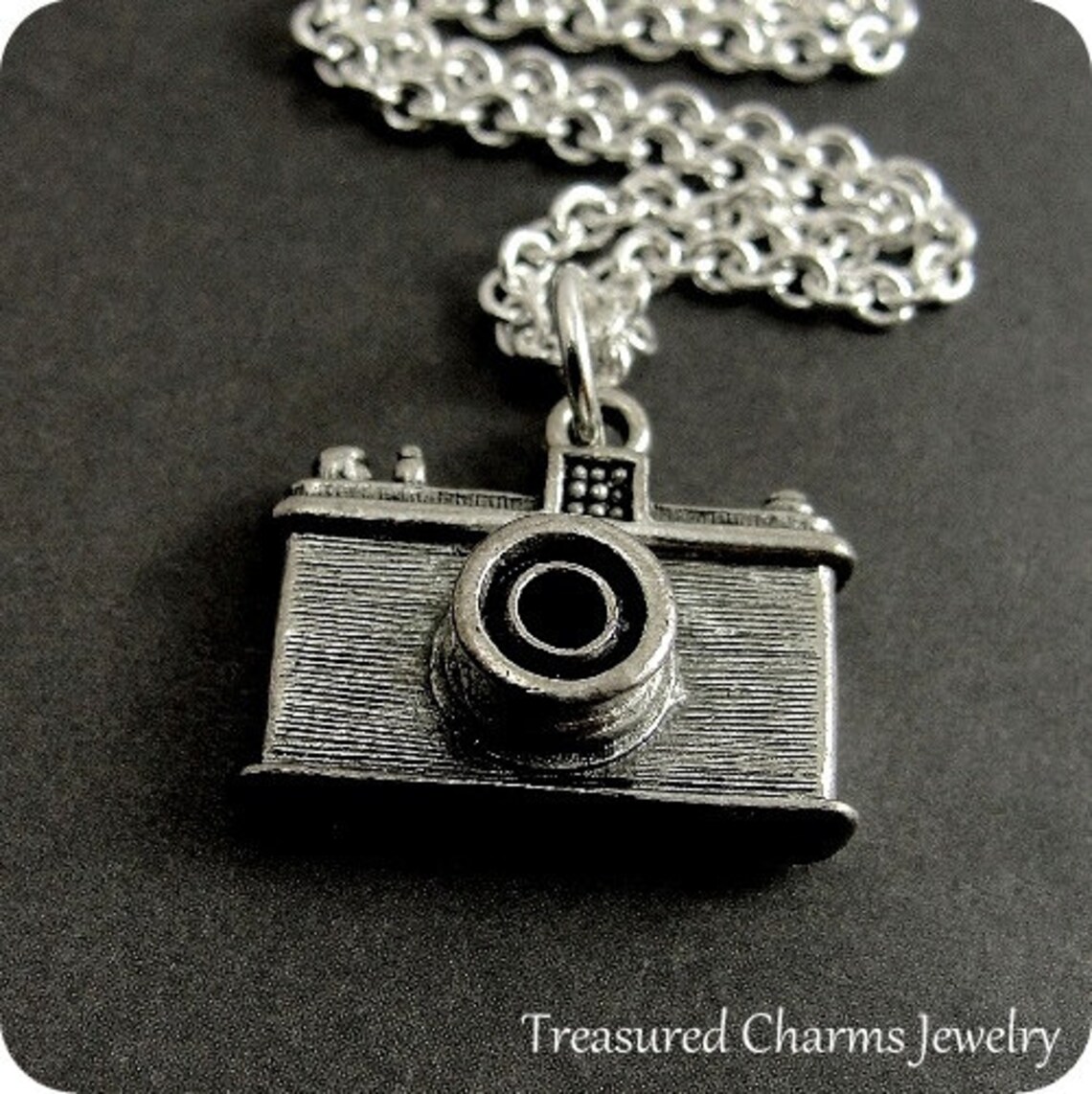 Camera Necklace Silver Plated Camera Charm on a Silver Cable - Etsy