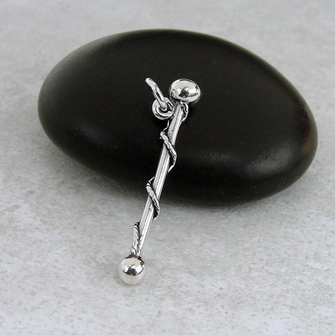 925 Sterling Silver Drum Major Baton Charm, Majorette Charm, 3D Baton ...