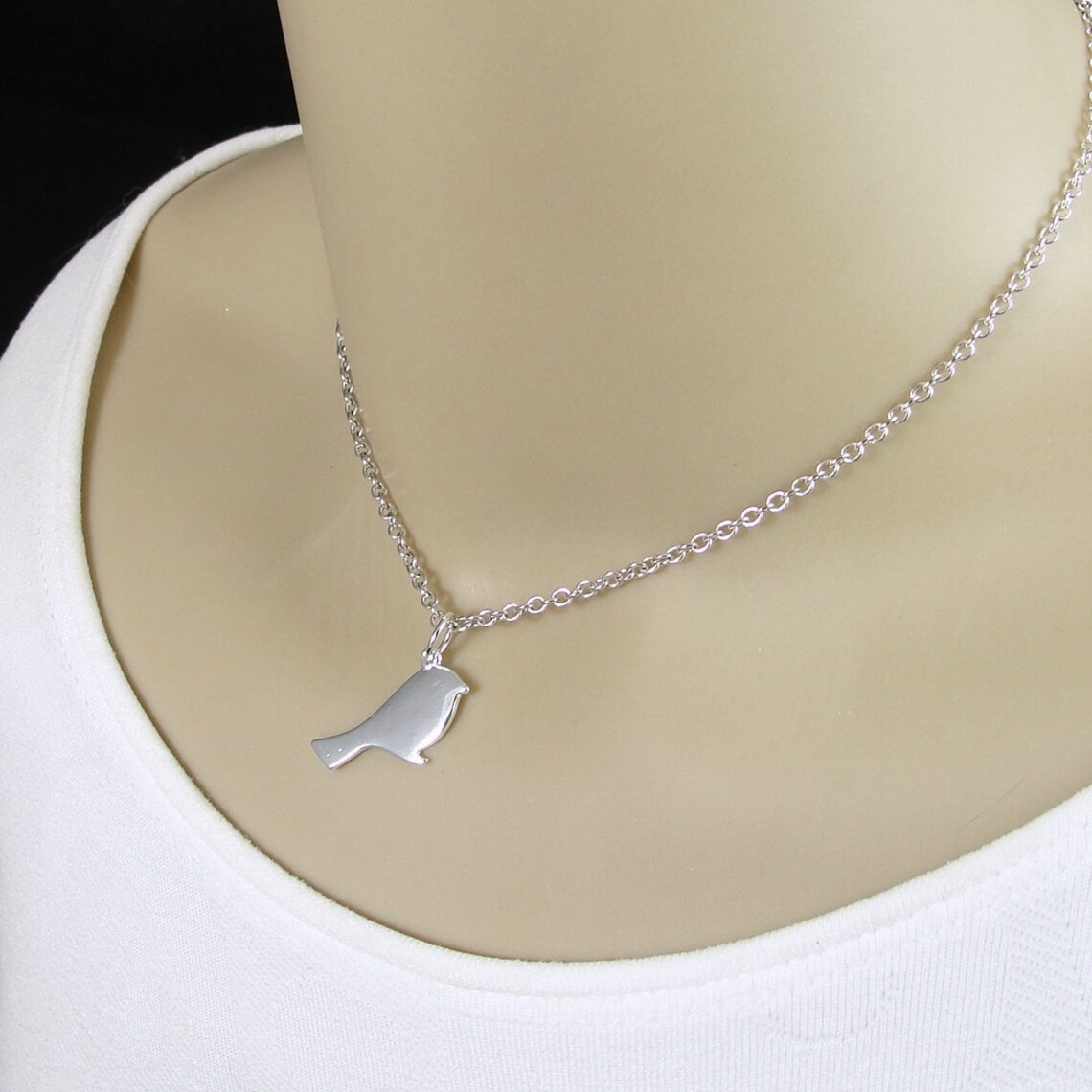 Silver Robin Necklace, Robin Charm, Robin Pendant, Robin Jewelry, Wren ...