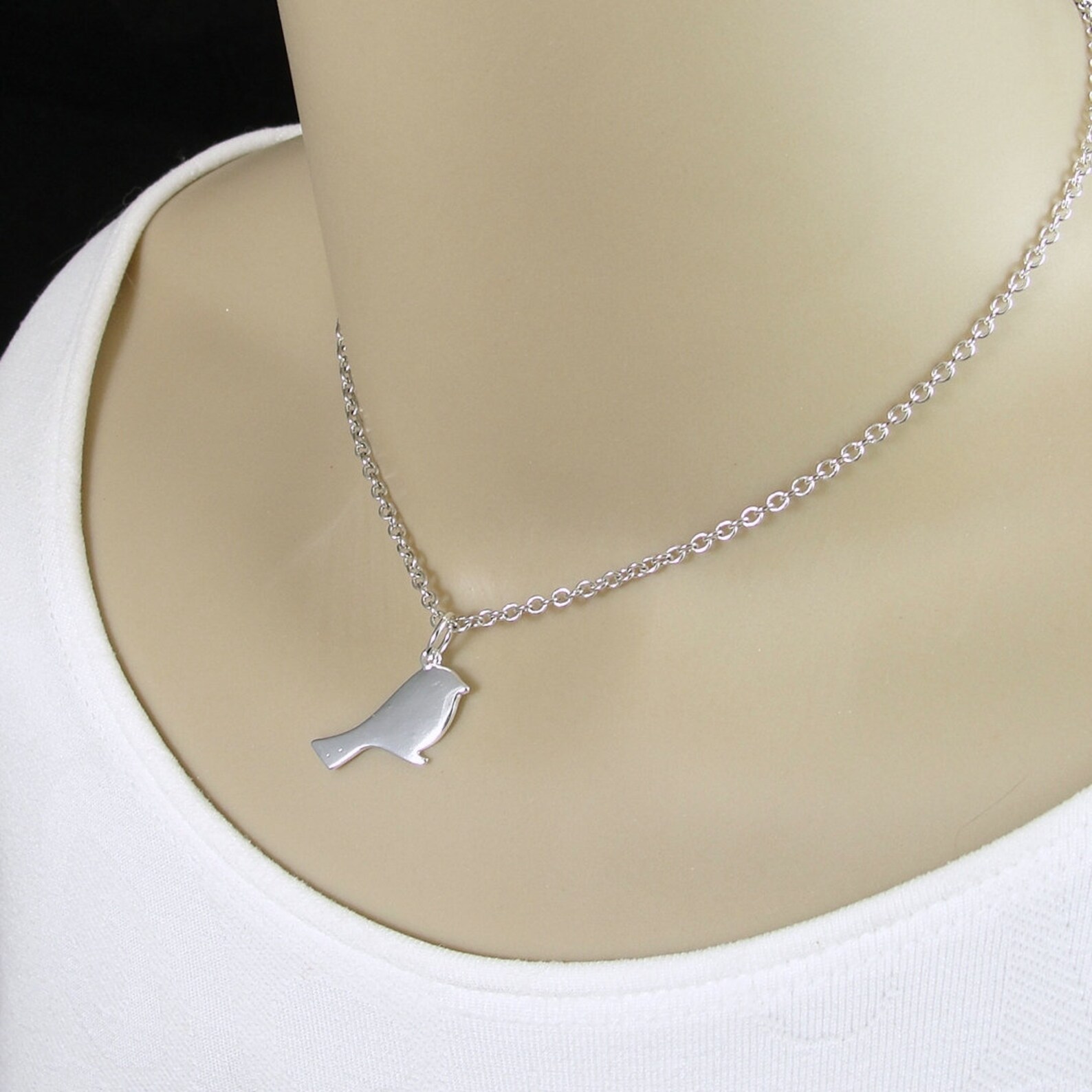 Silver Robin Necklace, Robin Charm, Robin Pendant, Robin Jewelry, Wren ...