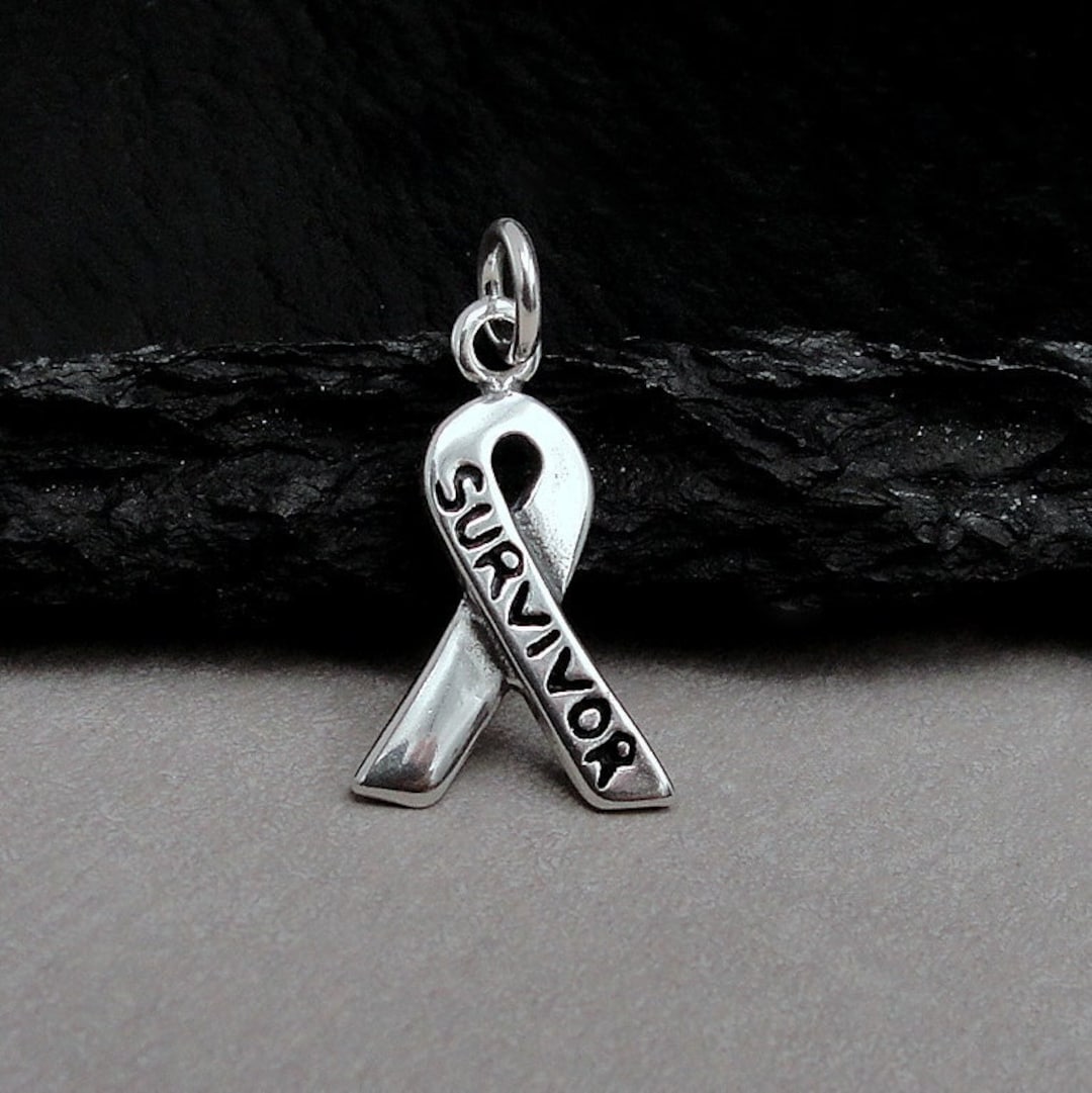 Survivor Ribbon Charm, Sterling Silver Awareness Ribbon Charm for ...