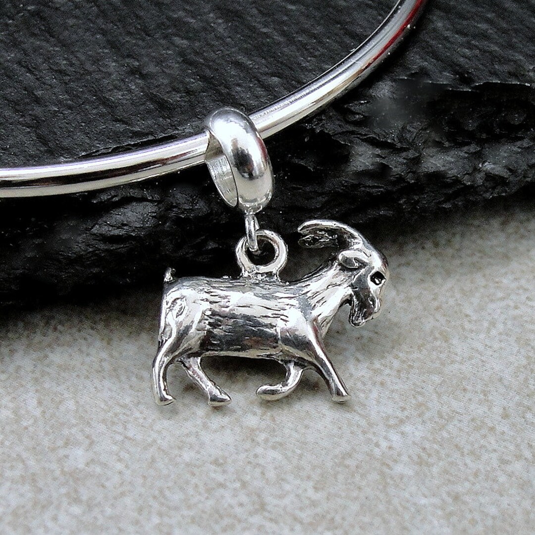 Goat Dangle Bead Charm, Sterling Silver Goat European Charm, 3D Goat ...