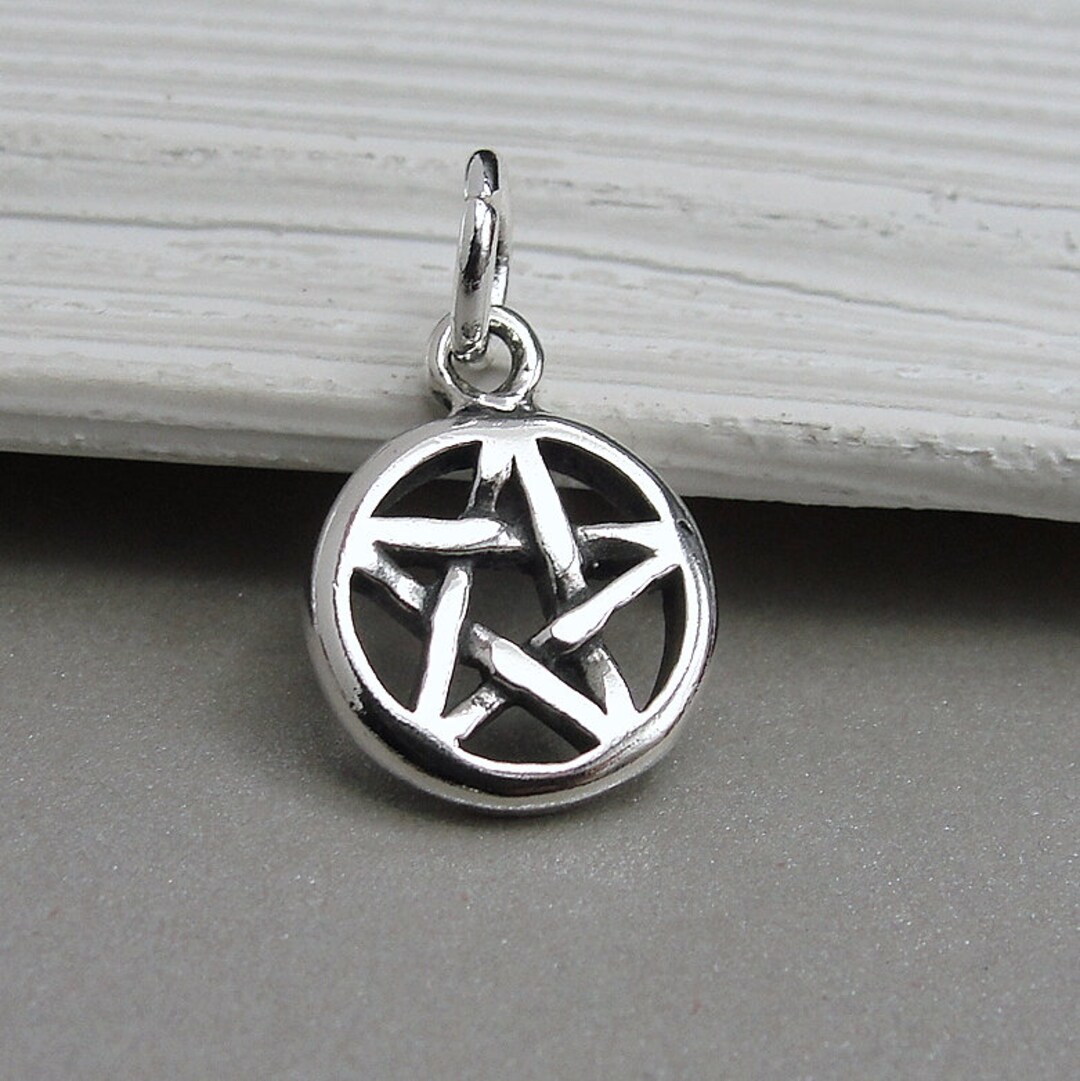 Pentacle Charm, 925 Sterling Silver Pentagram Charm for Necklace or ...
