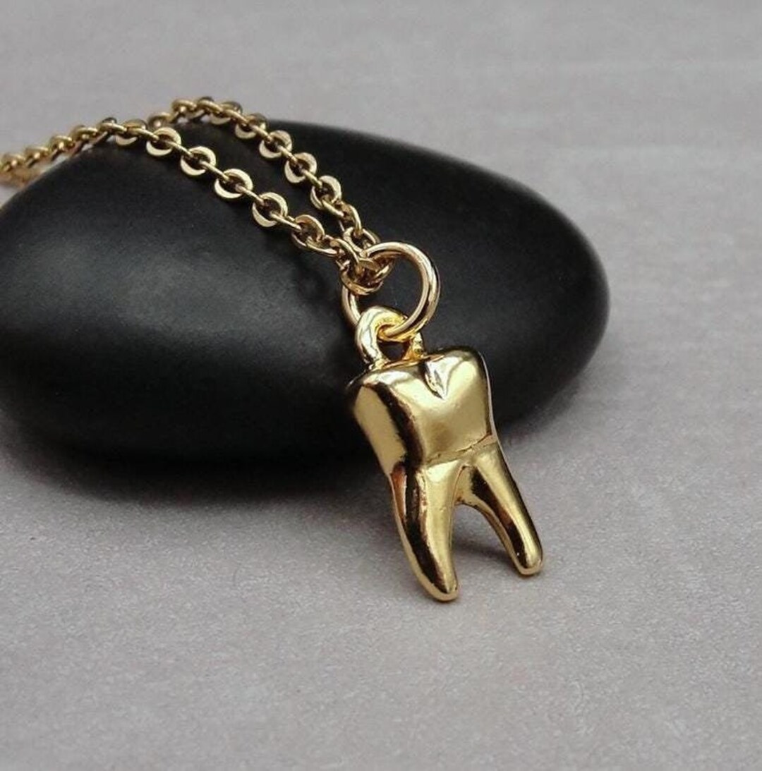 Gold Tooth Necklace, 3D Gold Tooth Charm Necklace, 3D Tooth Charm ...