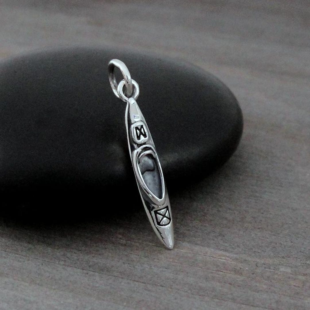 Sterling Silver Kayak Charm for Necklace or Bracelet, Small Kayaking ...