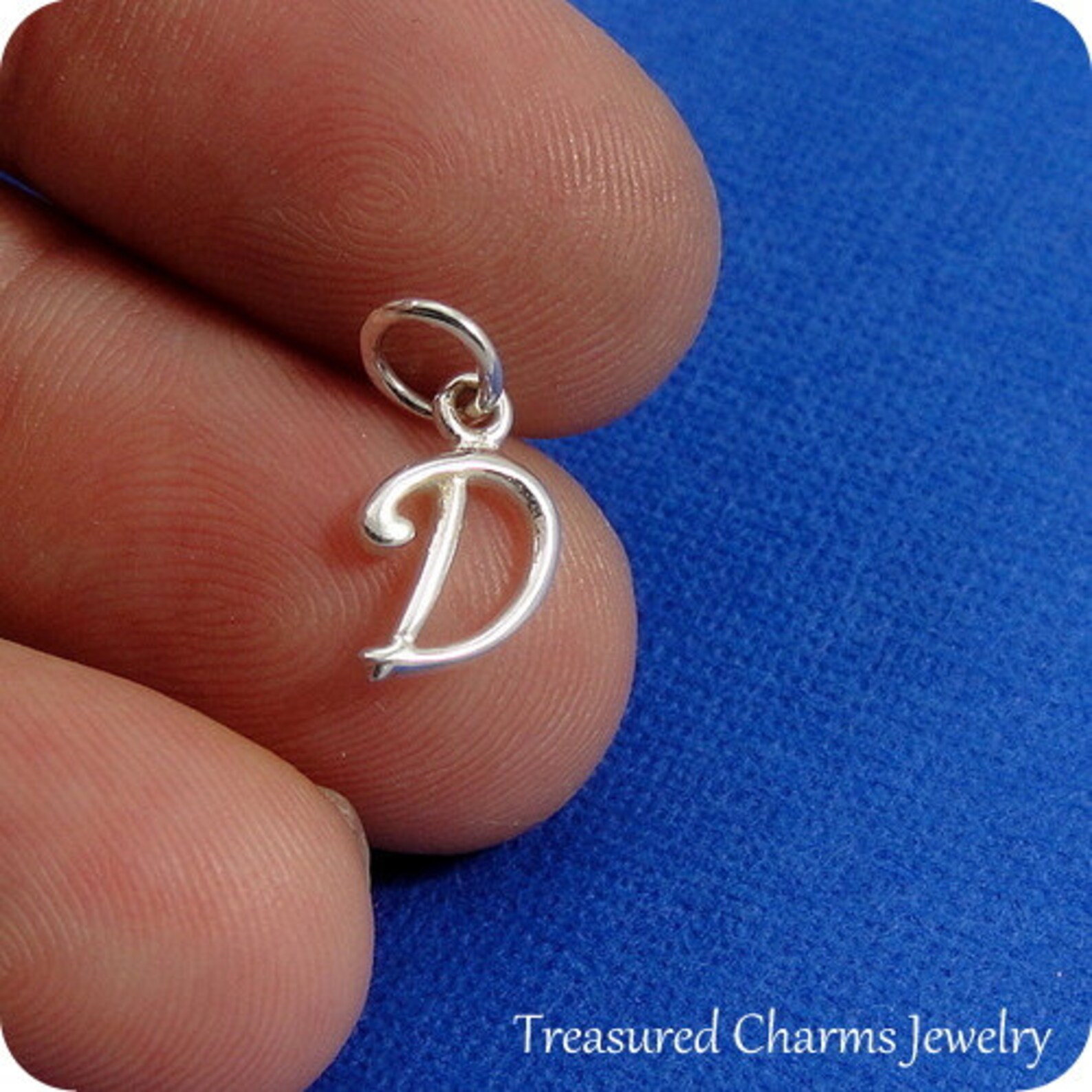 Script Letter D Initial Charm Sterling Silver Cursive Letter - Etsy