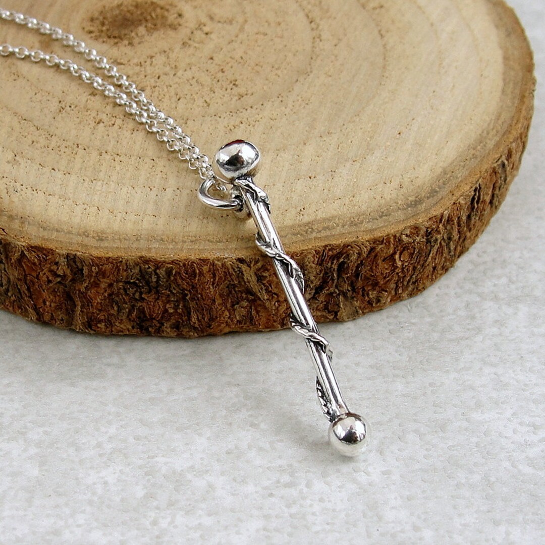 925 Sterling Silver Drum Major Baton Necklace, Majorette Baton Charm ...
