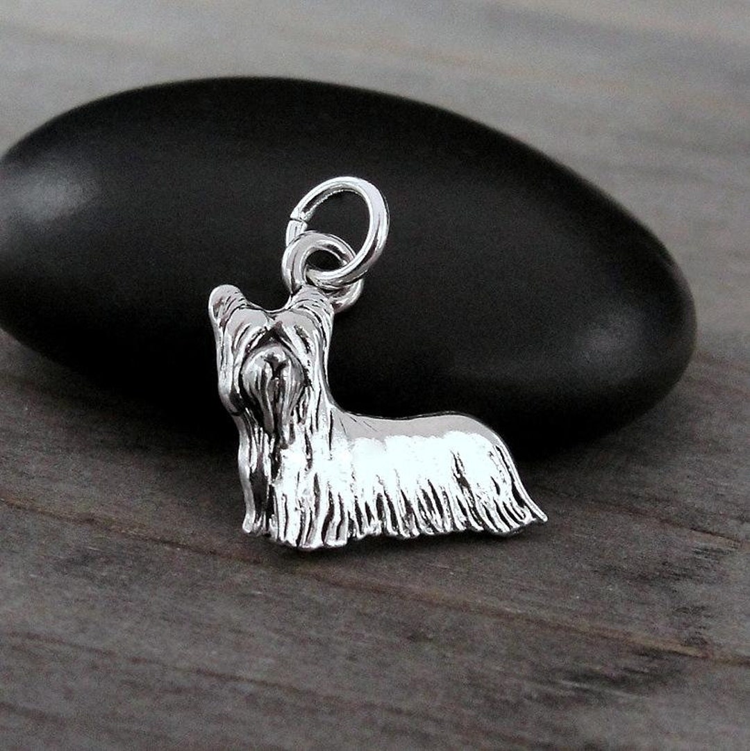 Yorkshire Terrier Charm, Silver Yorkie Charm for Necklace or Bracelet ...