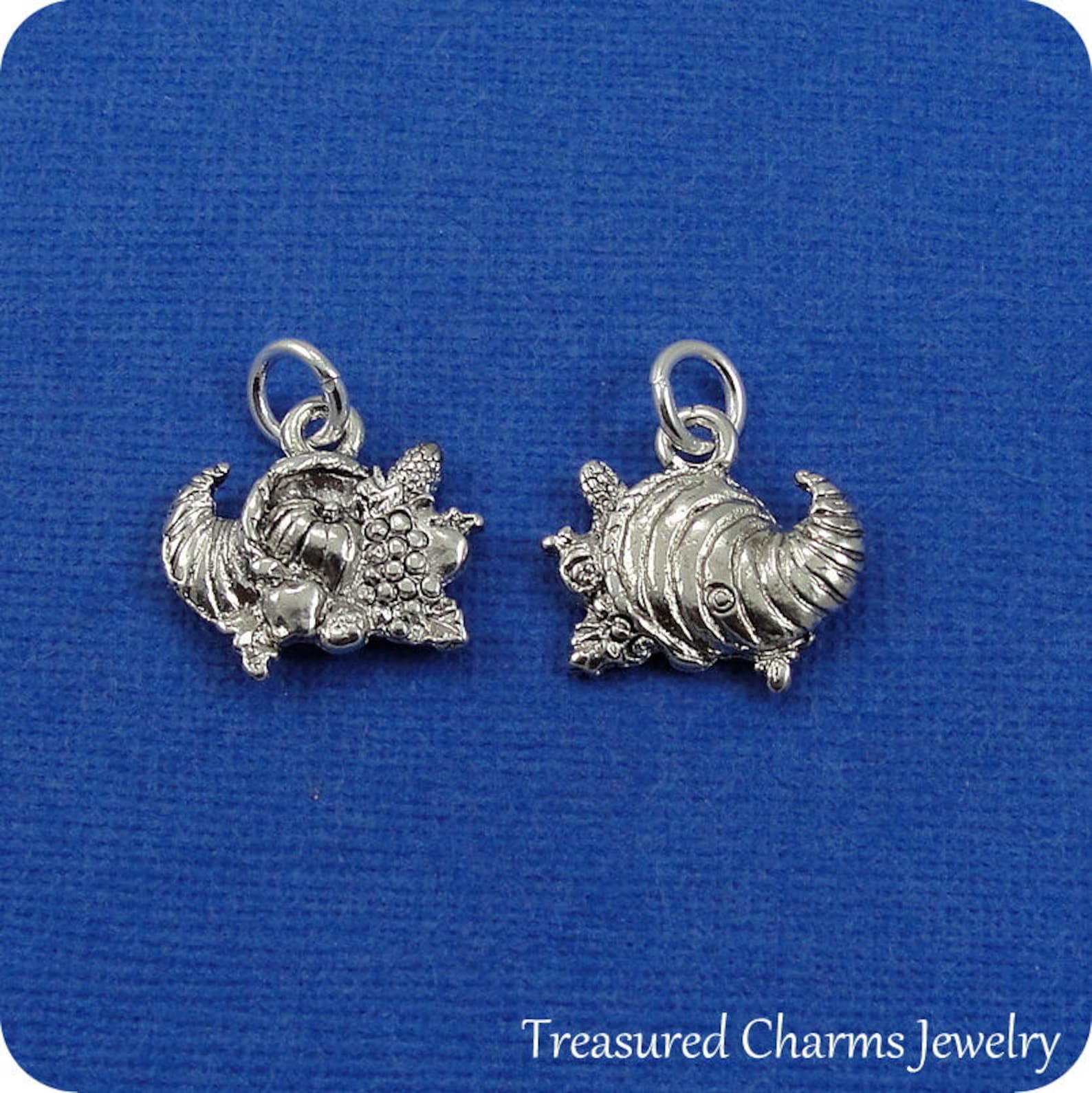 Silver Cornucopia Charm Cornucopia Pendant Horn of Plenty | Etsy