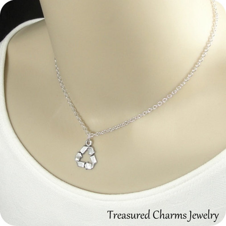 Recycle Symbol Necklace Silver Plated Recycling Charm on a - Etsy