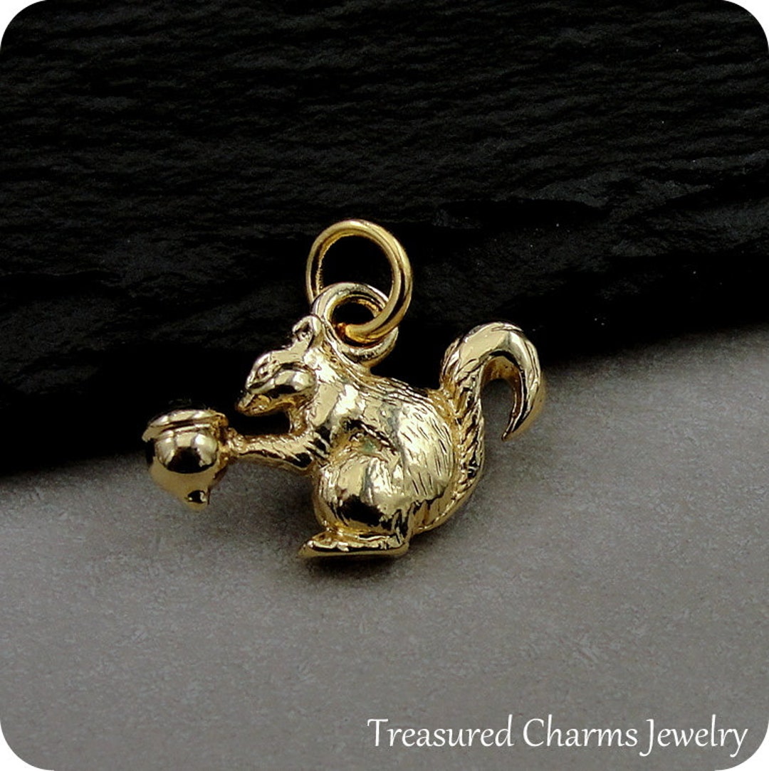 Squirrel Charm, Gold Squirrel Charm for Necklace or Bracelet, Squirrel ...