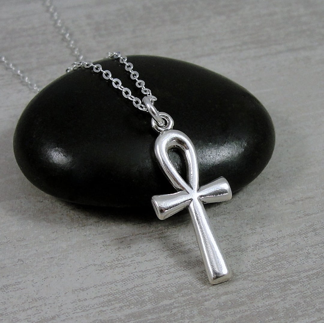 Ankh Necklace, 925 Sterling Silver Ankh Charm on a Silver Cable Chain ...