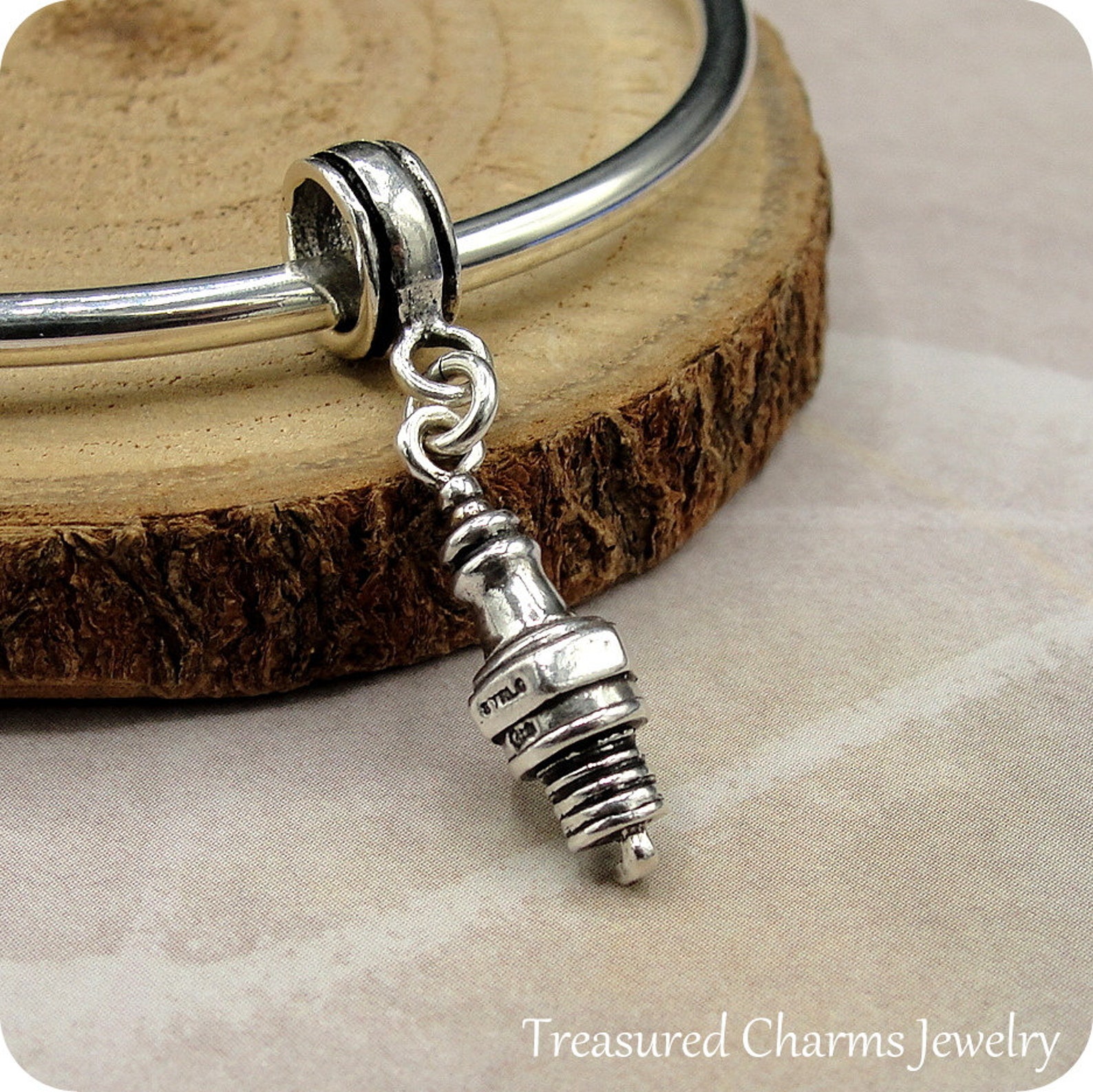 925 Sterling Silver 3D Spark Plug Dangle Bead Charm Spark | Etsy