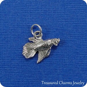 Betta Fish Charm Silver Plated Siamese Fighting Fish Charm for Necklace ...