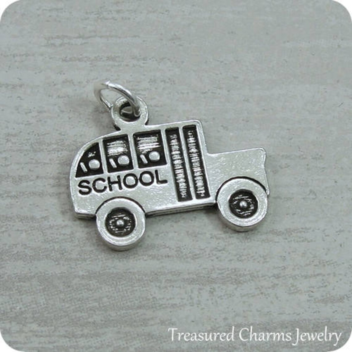 School Bus Charm Silver School Bus Charm for Necklace or - Etsy