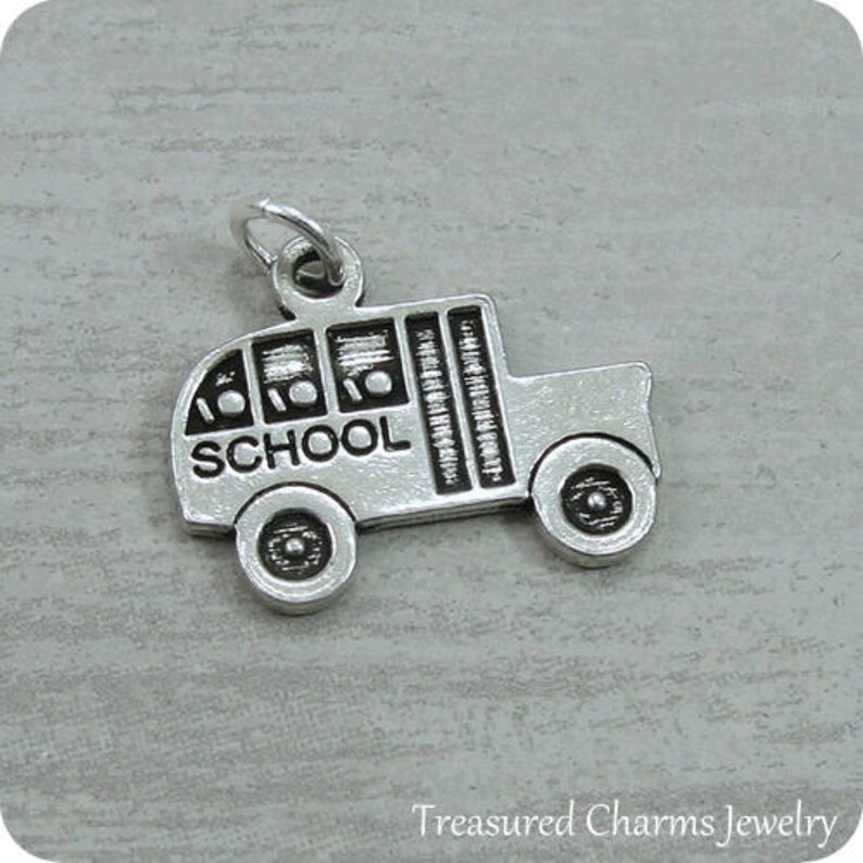 School Bus Charm Silver School Bus Charm for Necklace or - Etsy