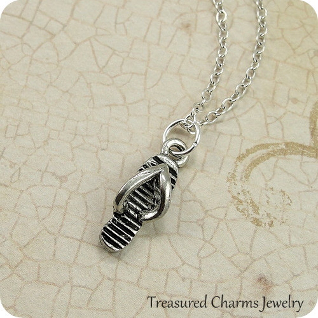Flip Flop Necklace, Silver Flip Flop Sandal Charm on a Silver Cable ...