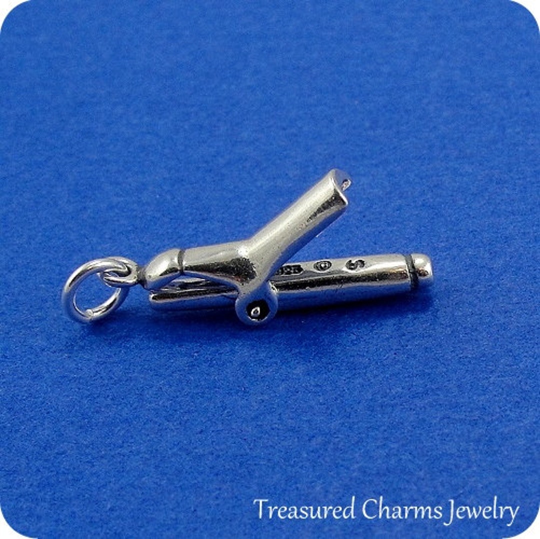 Curling Iron Charm Sterling Silver Curling Iron Charm for Necklace or ...