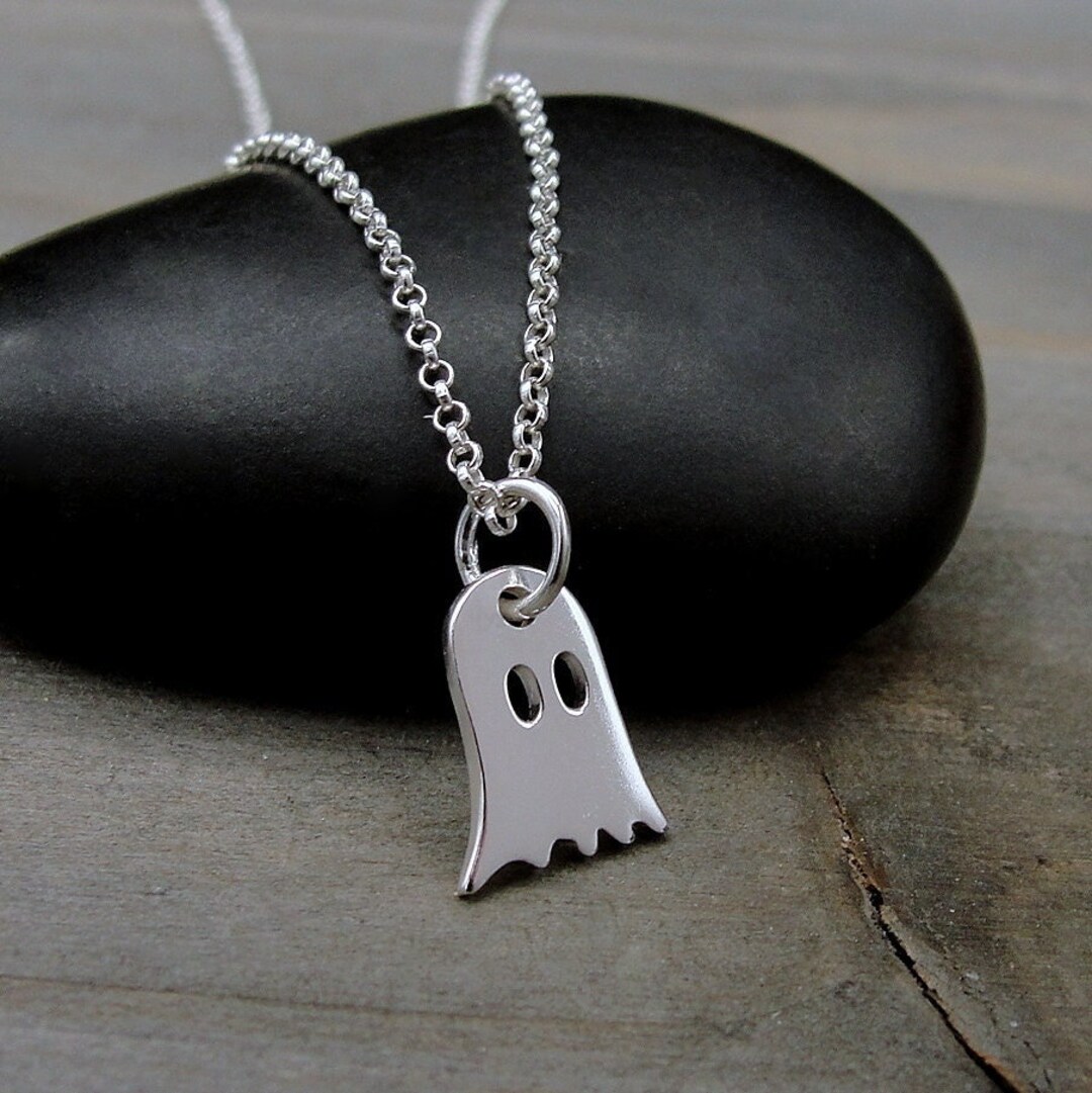 Ghost Necklace, Sterling Silver Ghost Charm on a Silver Cable Chain ...