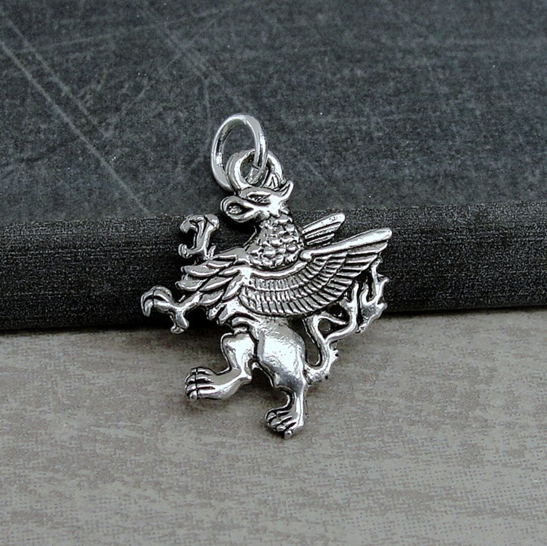 Griffin Charm, Silver Gryphon Charm for Necklace or Bracelet, Magestic ...
