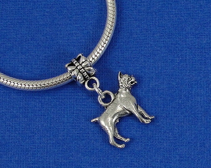 Boxer European Dangle Bead Charm Silver Boxer Dog Charm for European ...