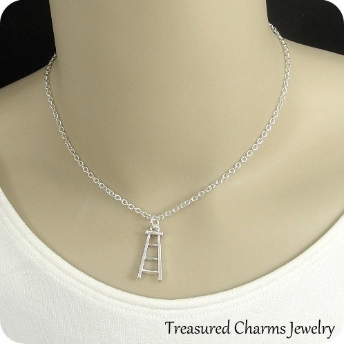 Ladder Necklace Silver Plated Ladder Charm on a Silver Cable - Etsy
