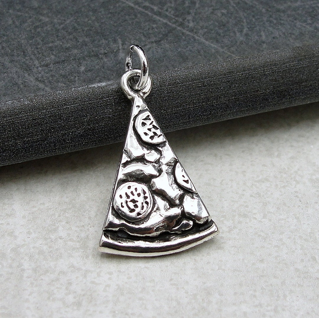 Pizza Charm, 925 Sterling Silver Pepperoni Pizza Charm, Pizza Necklace ...