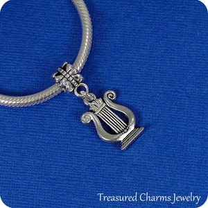 Musical Lyre European Dangle Bead Charm Silver Lyre Charm for European ...