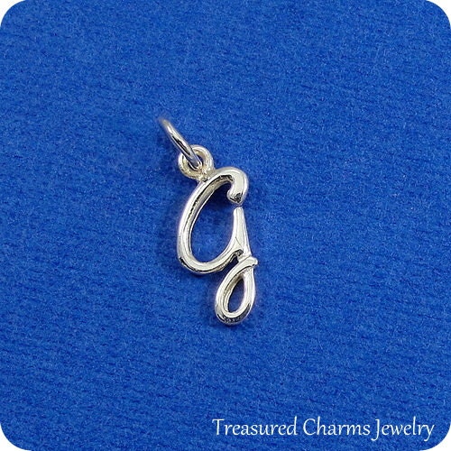Script Letter G Initial Charm Sterling Silver Cursive Letter | Etsy