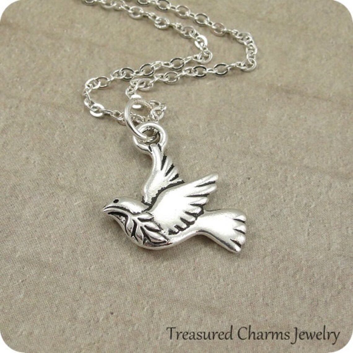 Peace Dove Necklace Silver Peace Dove Charm on a Silver Cable | Etsy