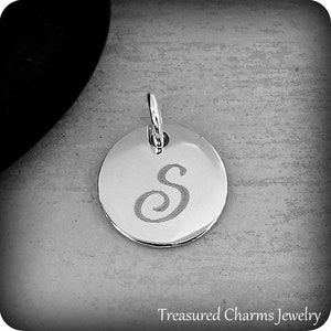 Stainless Steel Letter S Charm, Silver Engraved Letter S Round Disc ...