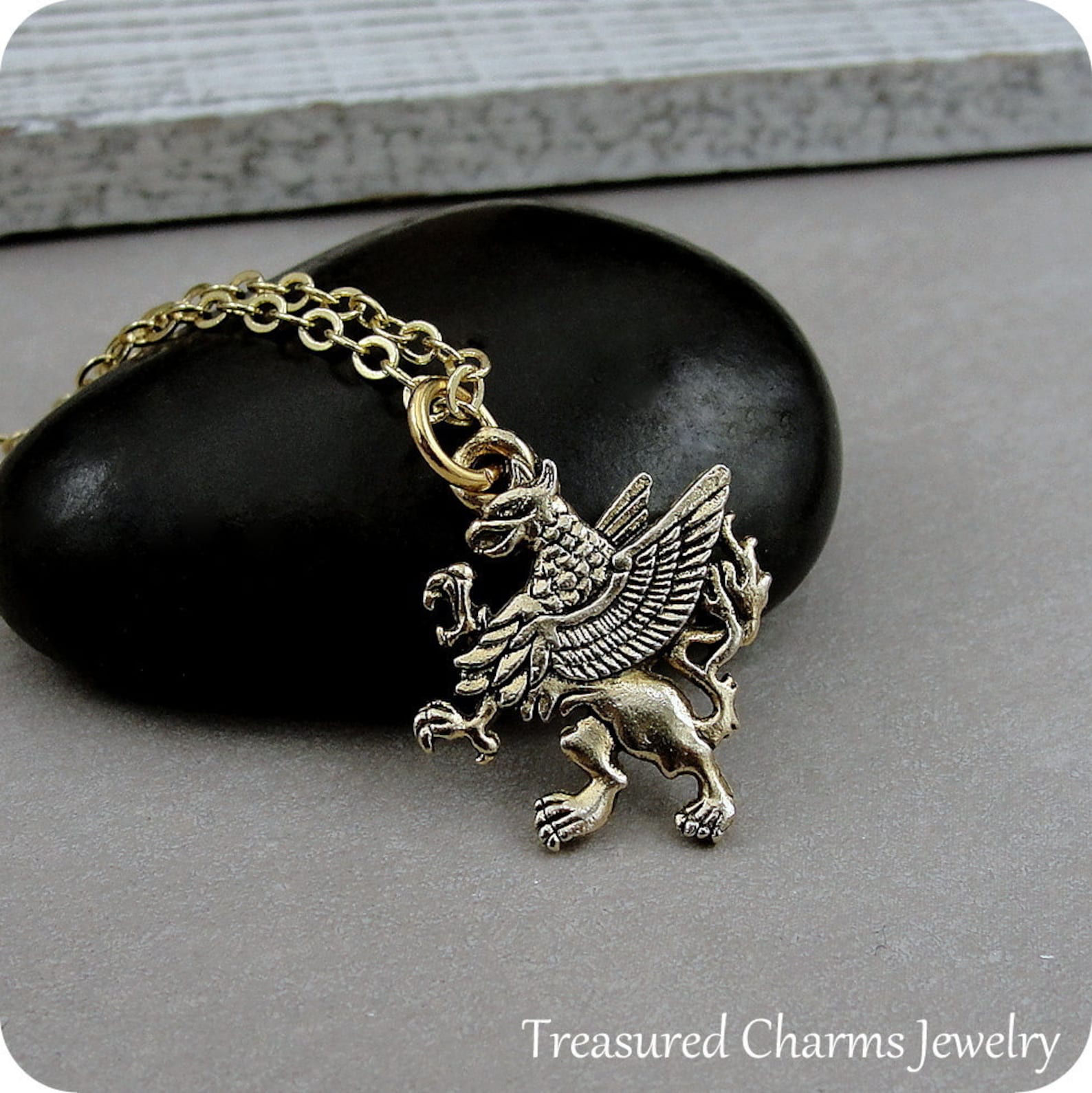 Griffin Necklace Gold Griffin Charm Necklace Griffin - Etsy UK