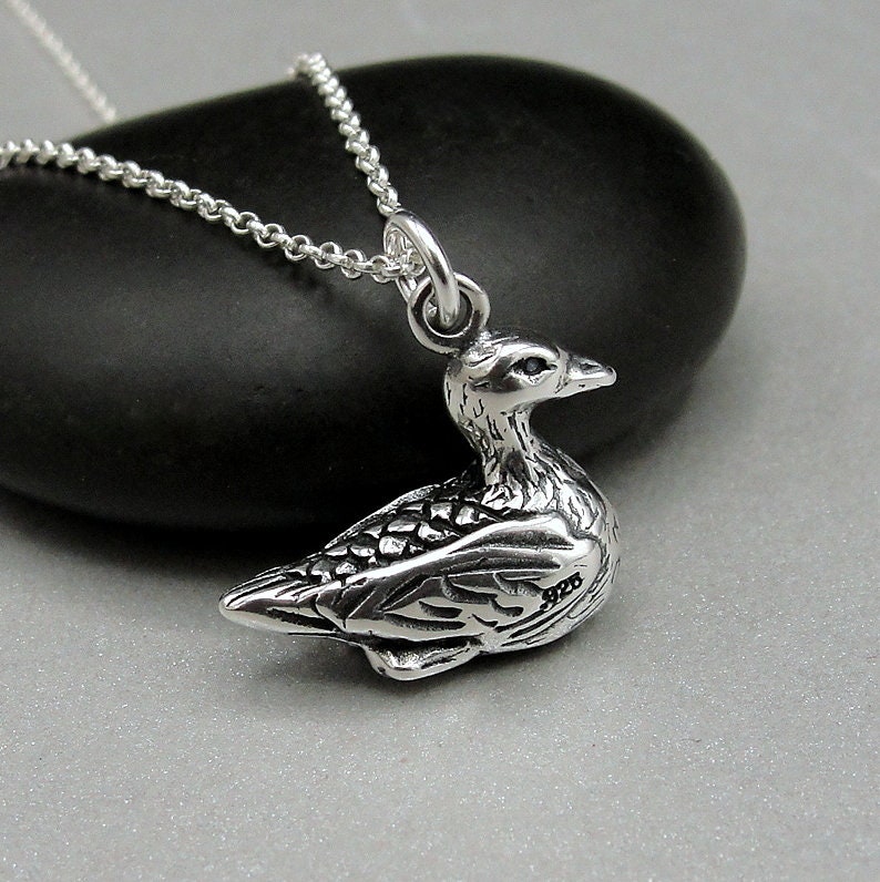 Duck Necklace Sterling Silver Duck Charm on a Silver Cable - Etsy