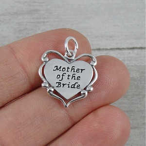 Mother of the Bride Charm, Sterling Silver Bridal Charm for Necklace or ...