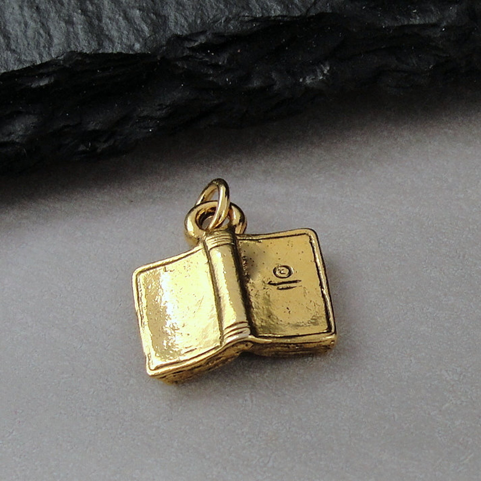 Open Book Charm Gold Book Charm for Necklace or Bracelet | Etsy