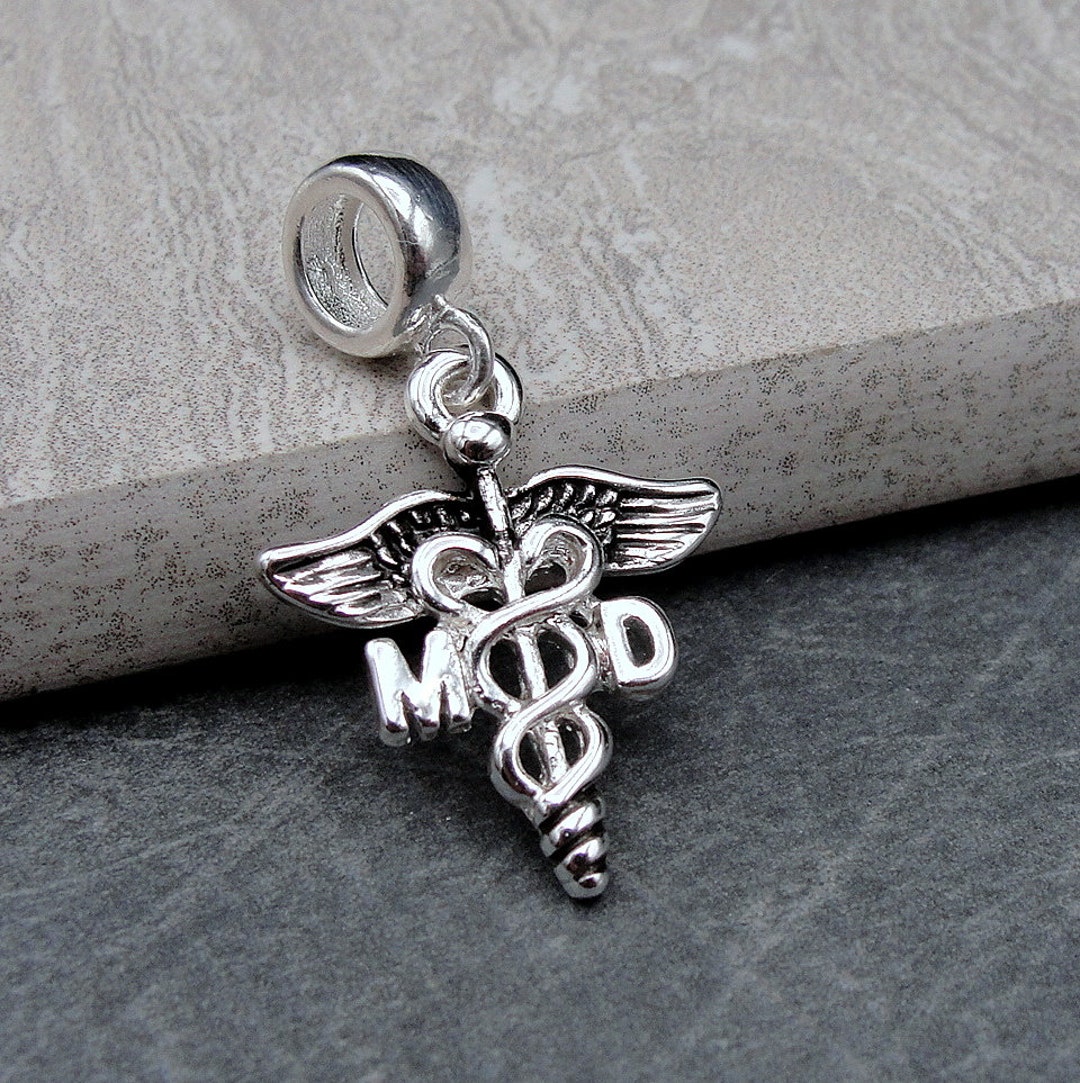 Silver MD Caduceus Dangle Charm, MD Doctor Symbol Charm, MD Caduceus ...
