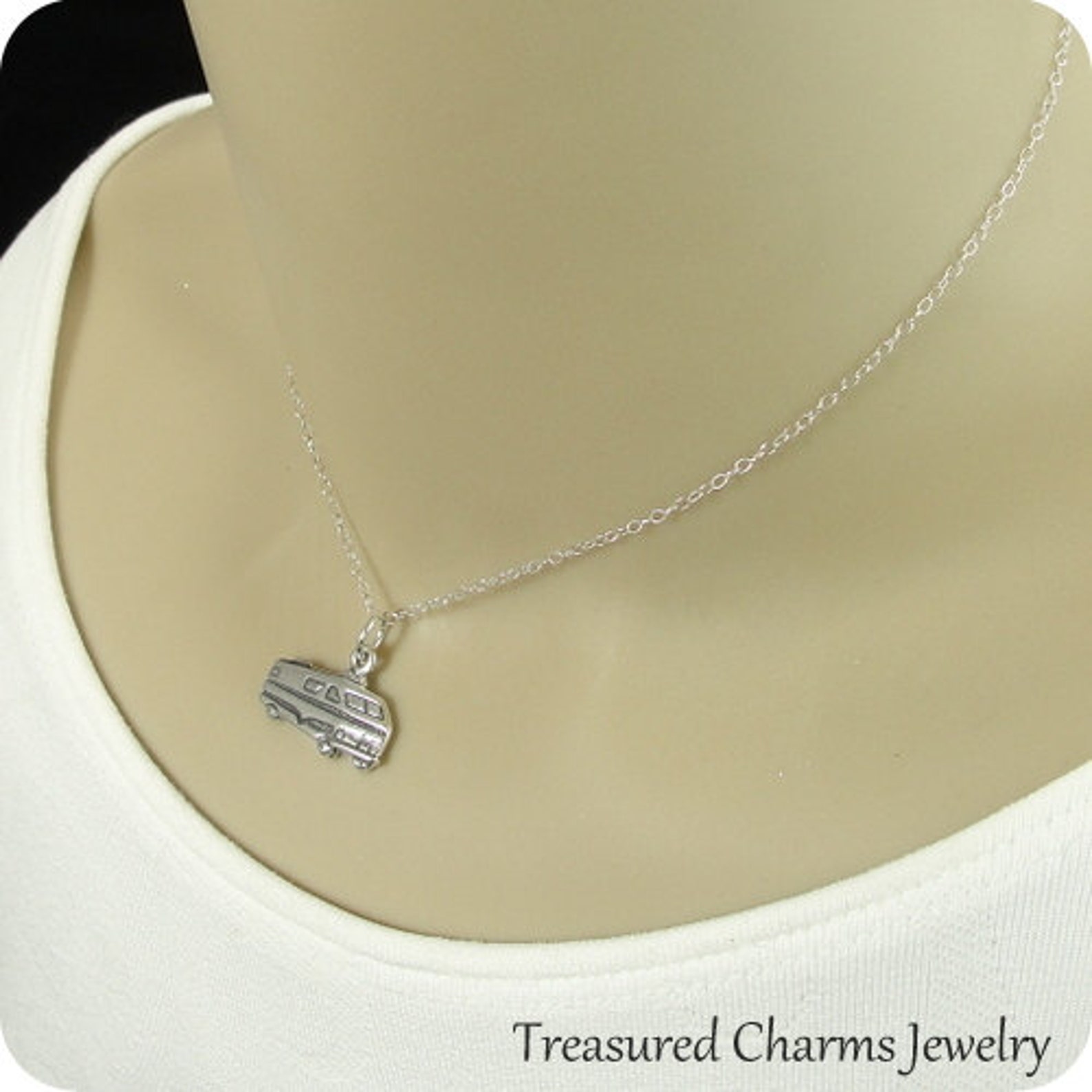 Camper RV Necklace Sterling Silver Motorhome Charm on a - Etsy