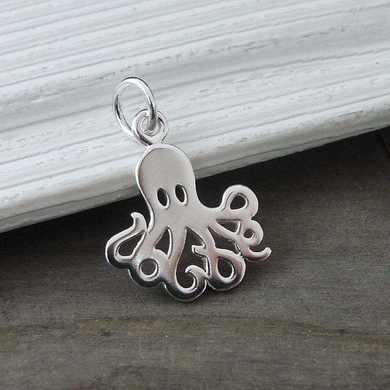 Octopus Charm, Sterling Silver Octopus Charm for Necklace or Bracelet ...
