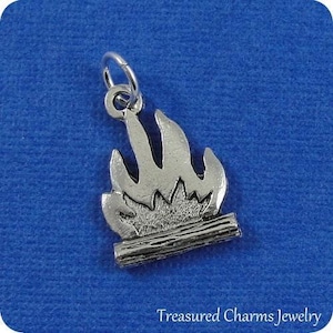 Campfire Charm - Silver Plated Nautical Camp Fire Charm for Necklace or ...
