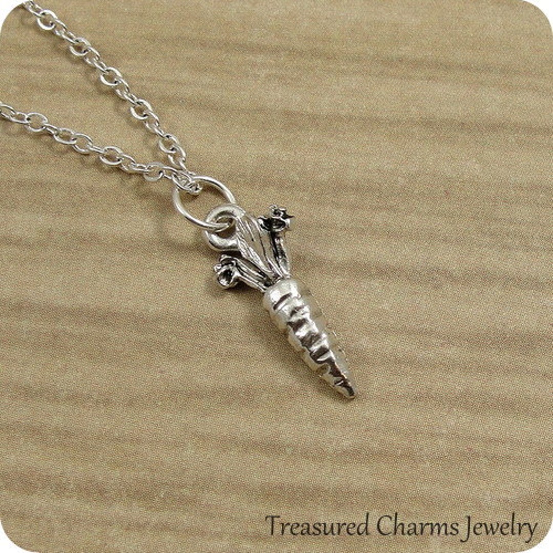 Carrot Necklace, Silver Carrot Charm on a Silver Cable Chain - Etsy