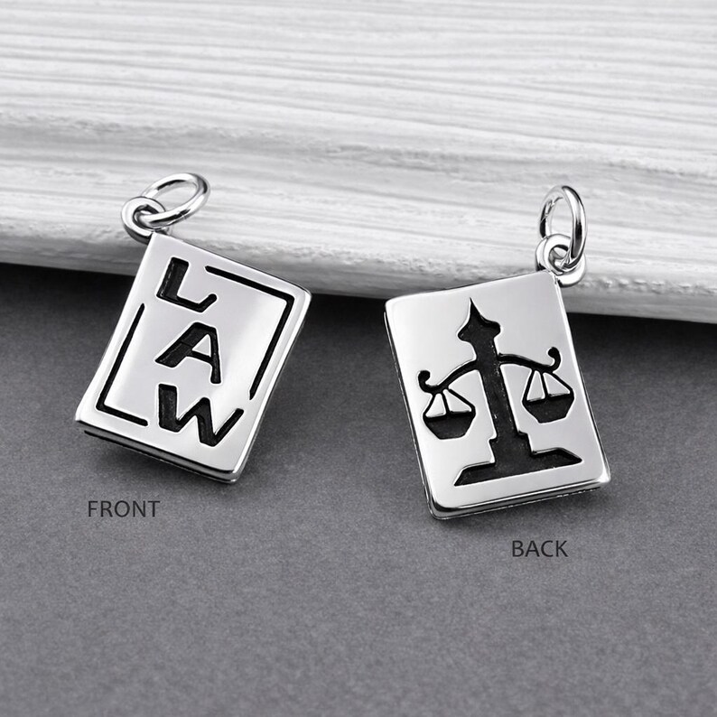 Law Book Charm, 925 Sterling Silver Lawyer Pendant, Attorney Paralegal ...
