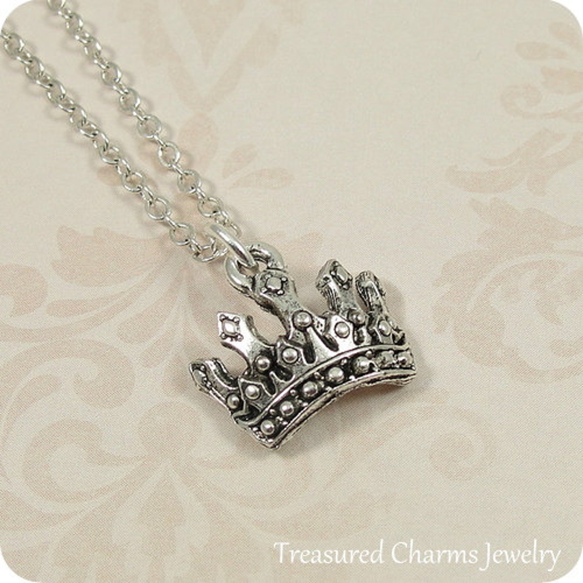 Royal Crown Necklace Silver Royal Crown Charm on a Silver - Etsy